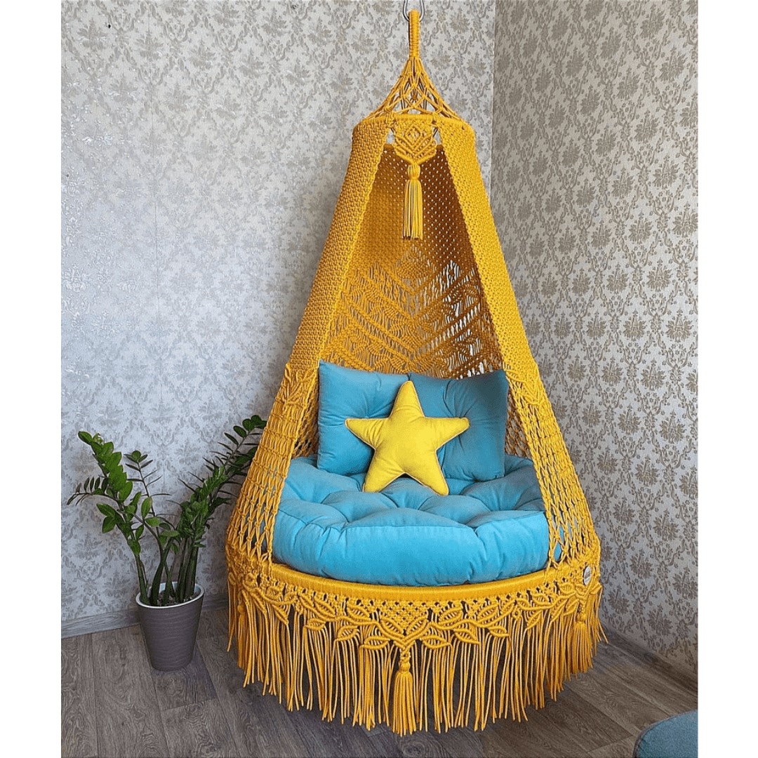 Macrame Swing, Outdoor/indoor swing, Handmade Macrame Swing, Decorative ...